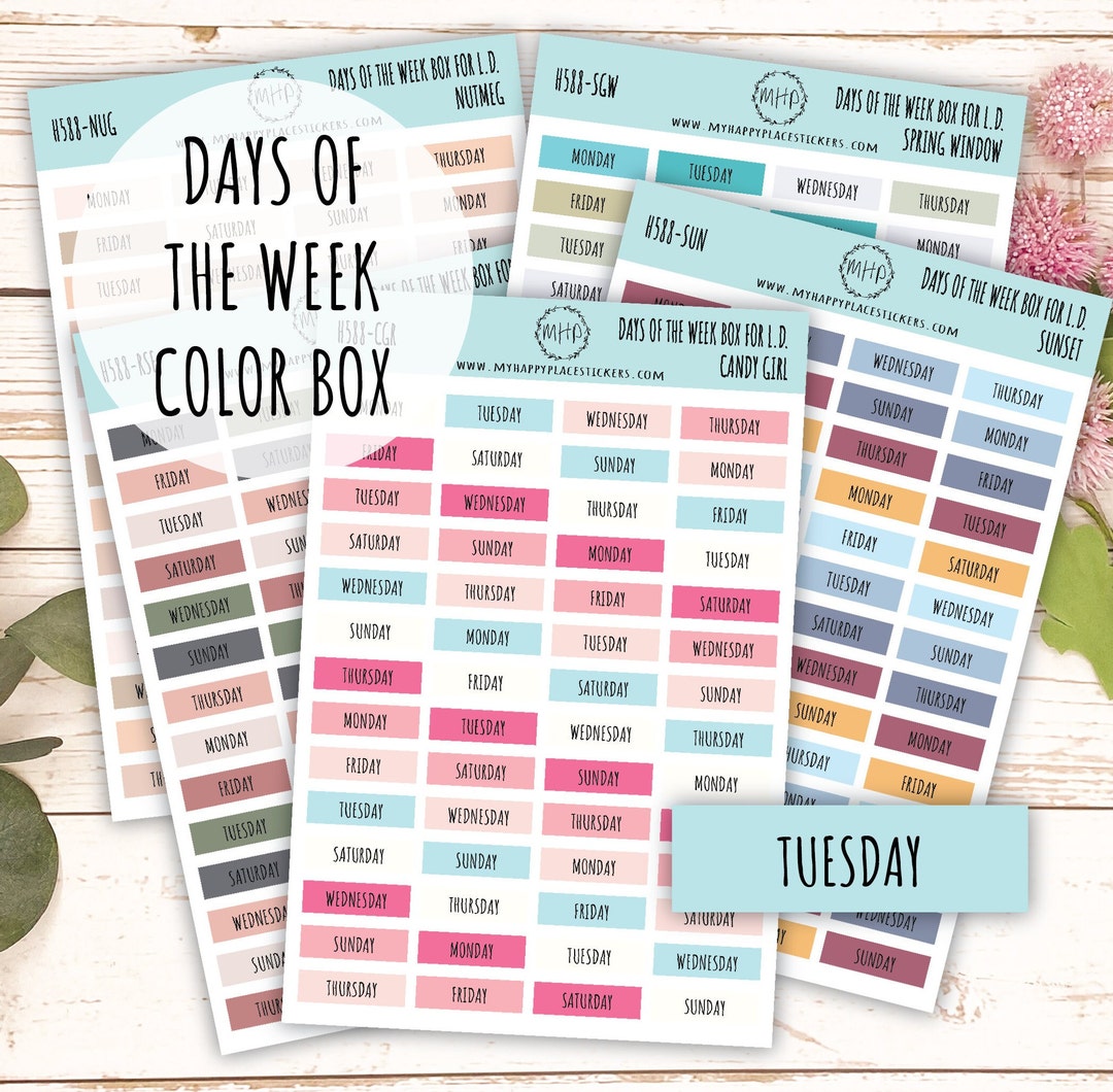 Days of the Week Color Box. Planner Stickers || H588 - Etsy