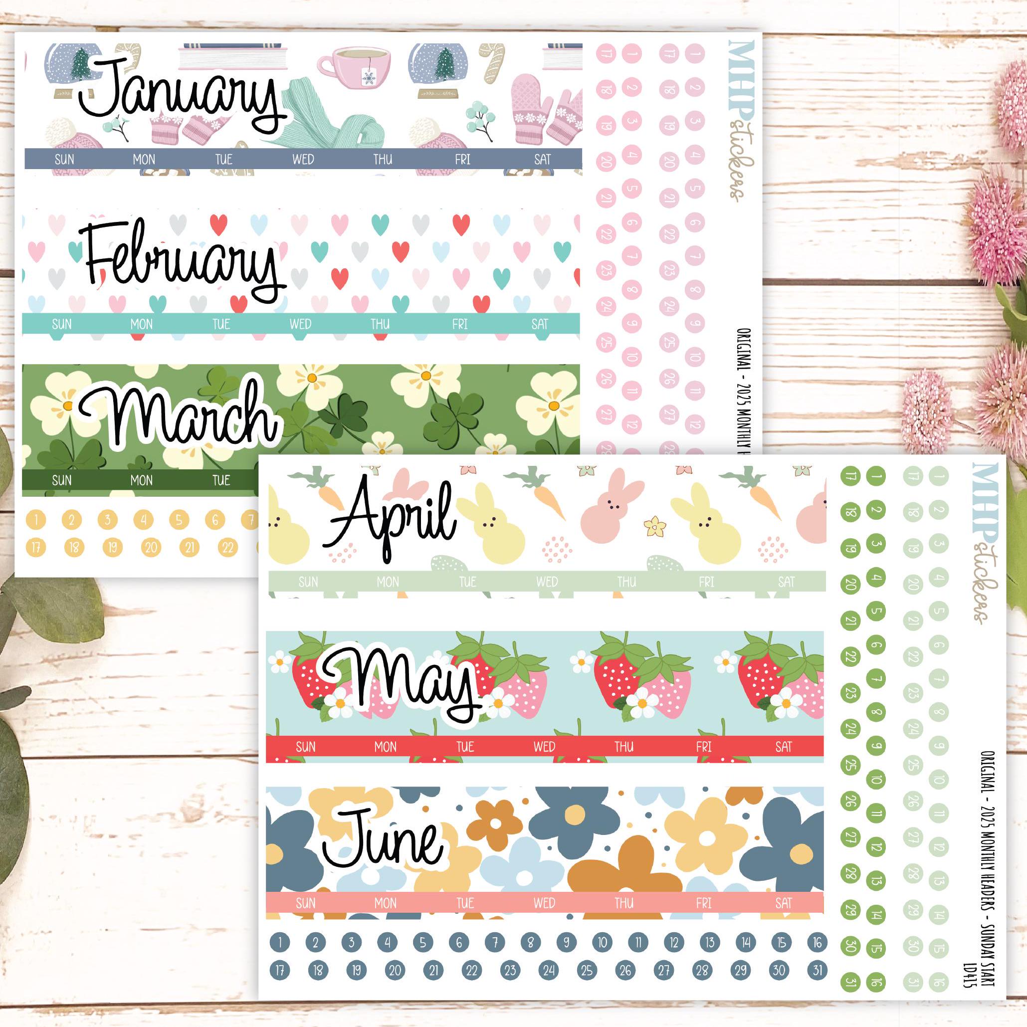 2025 Monthly Headers Set for the Large Nancy & Anne Laurel Denise ...