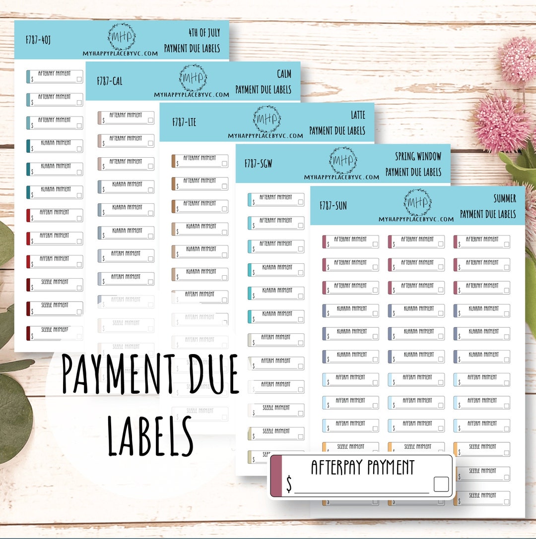 Payment Due Labels. Planner Stickers.organization and Budgeting ...