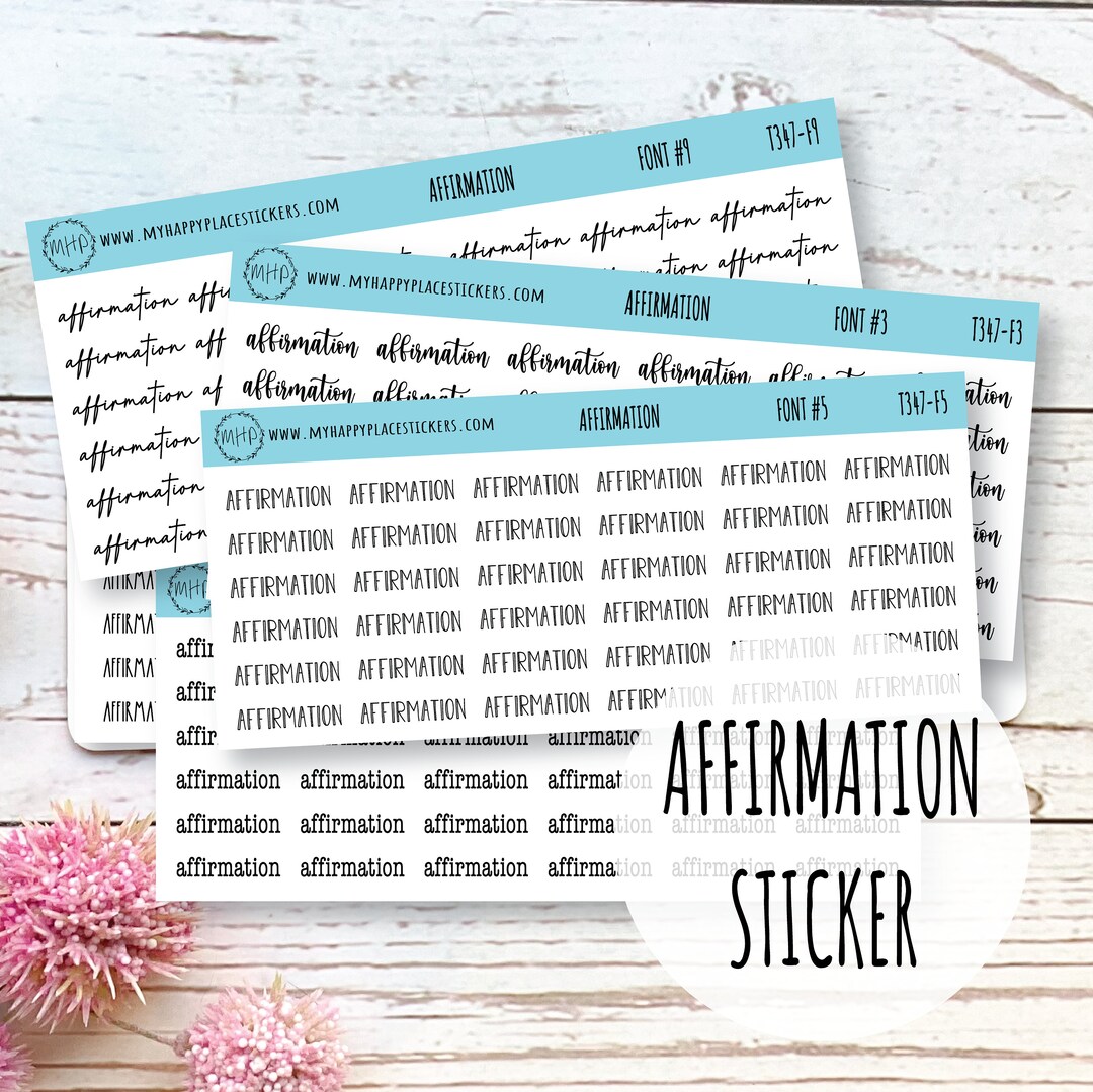 AFFIRMATION Stickers for Planner and Bullet Journals. 12 Fonts to ...