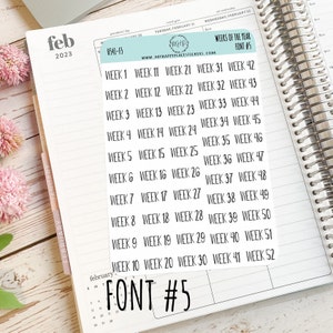 52 Weeks of the Year Stickers for Planners and Bullet Journals || H541 ...