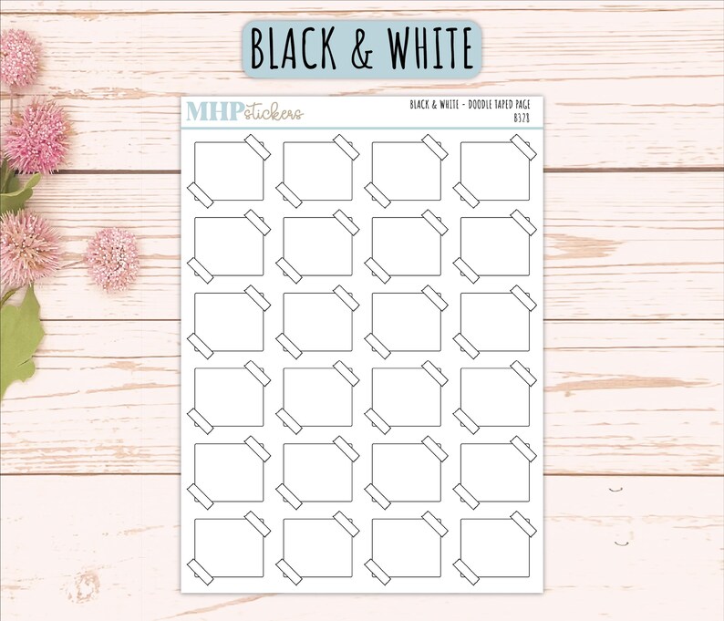 Taped Page Doodle Planner Stickers. EC Color Way || B328 - Etsy UK