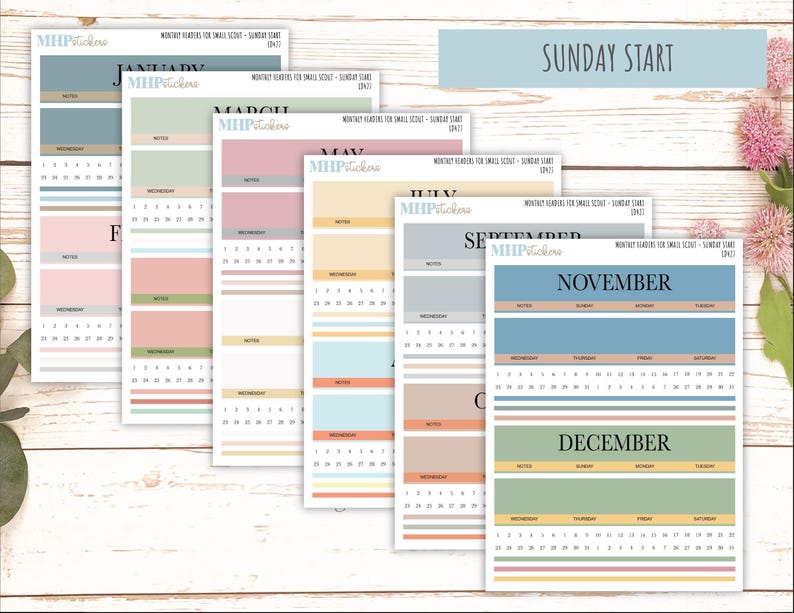Neutral Color Monthly Headers Set for the Small Scout Laurel Denise ...