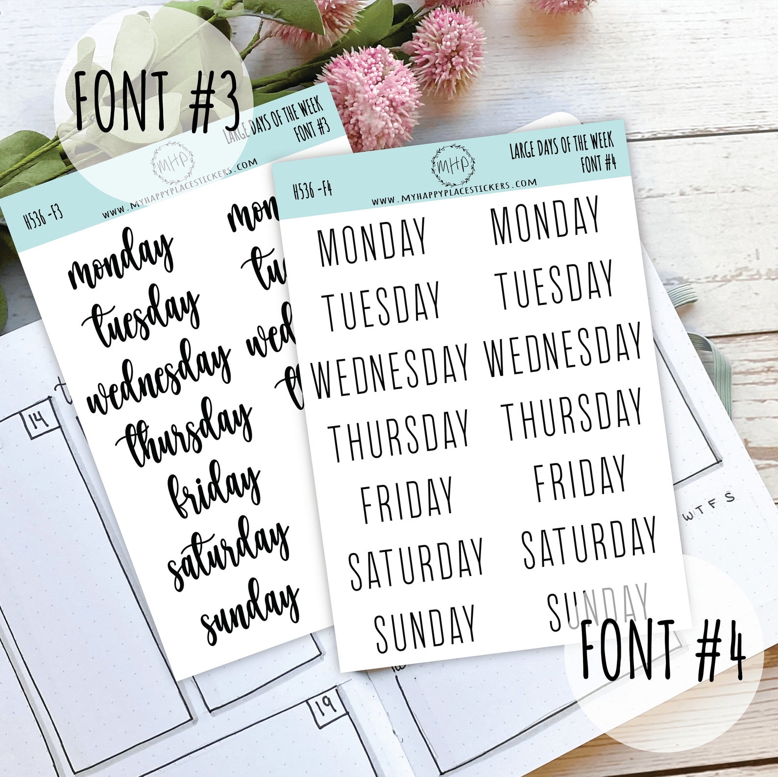 Large Days of the Week Stickers for Planners Organizers and - Etsy