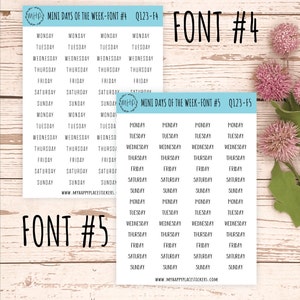 Mini Days of the Week Stickers for Bullet Journals and Planners ...
