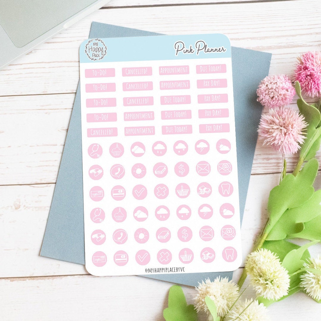 Pink Planner Stickers for Bullet Journals and Planners || H512-PNK - Etsy