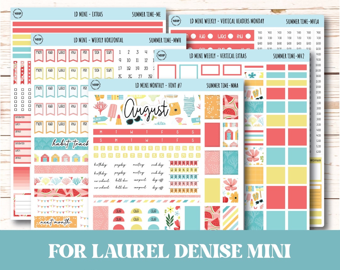 August Stickers for MINI Laurel Denise Planners "summer Time" || MST - Etsy