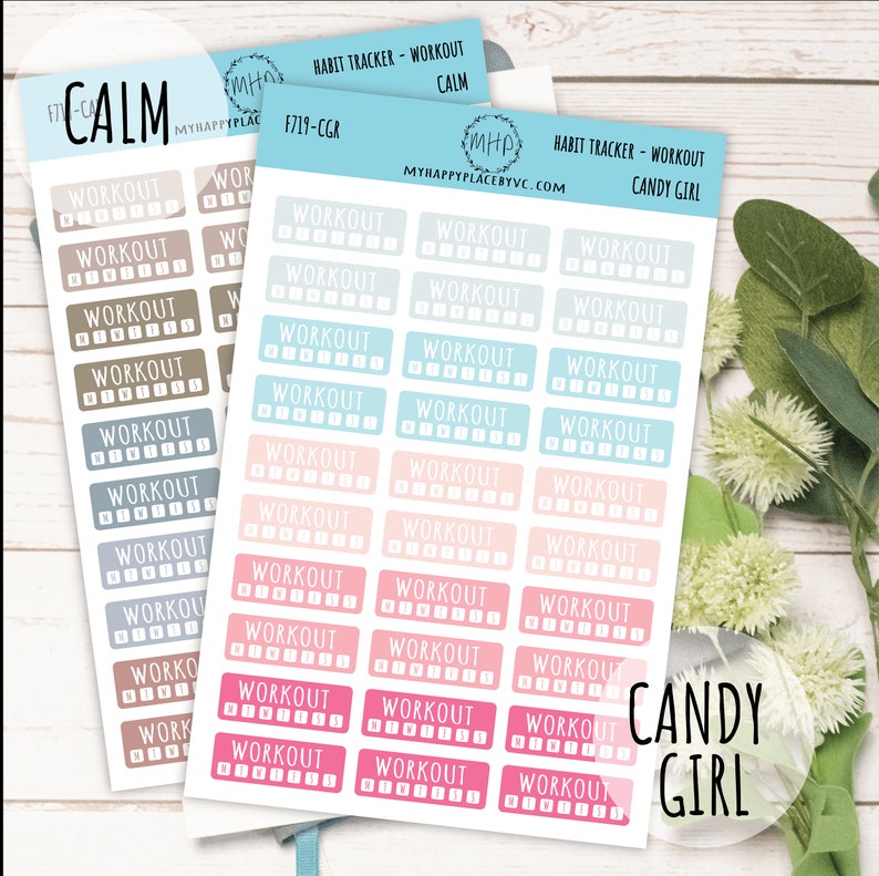 Habit Tracker Workout Planner Stickers for Bullet Journals, College ...