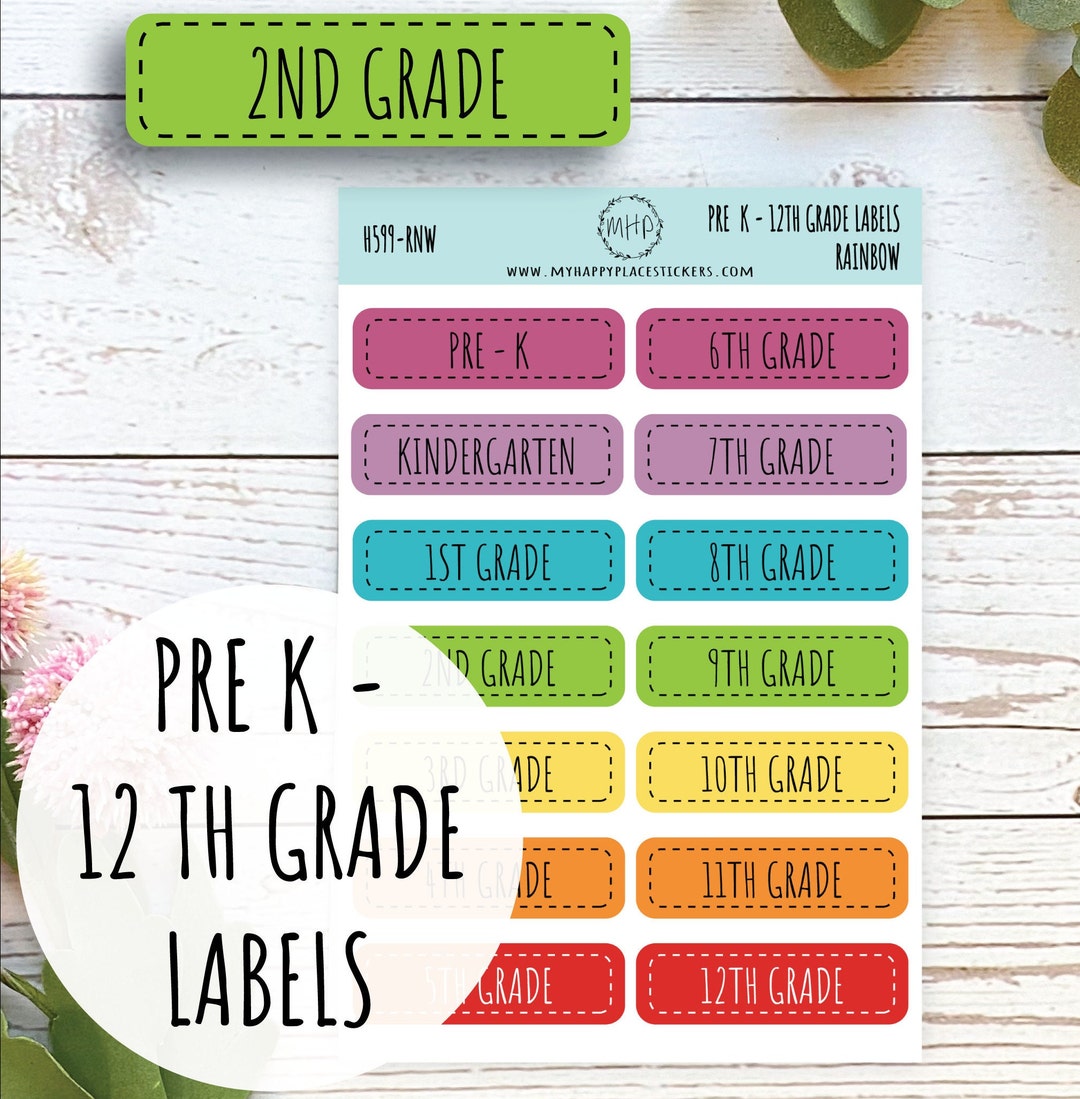 Pre-k to 12th Grade Labels || H599 - Etsy