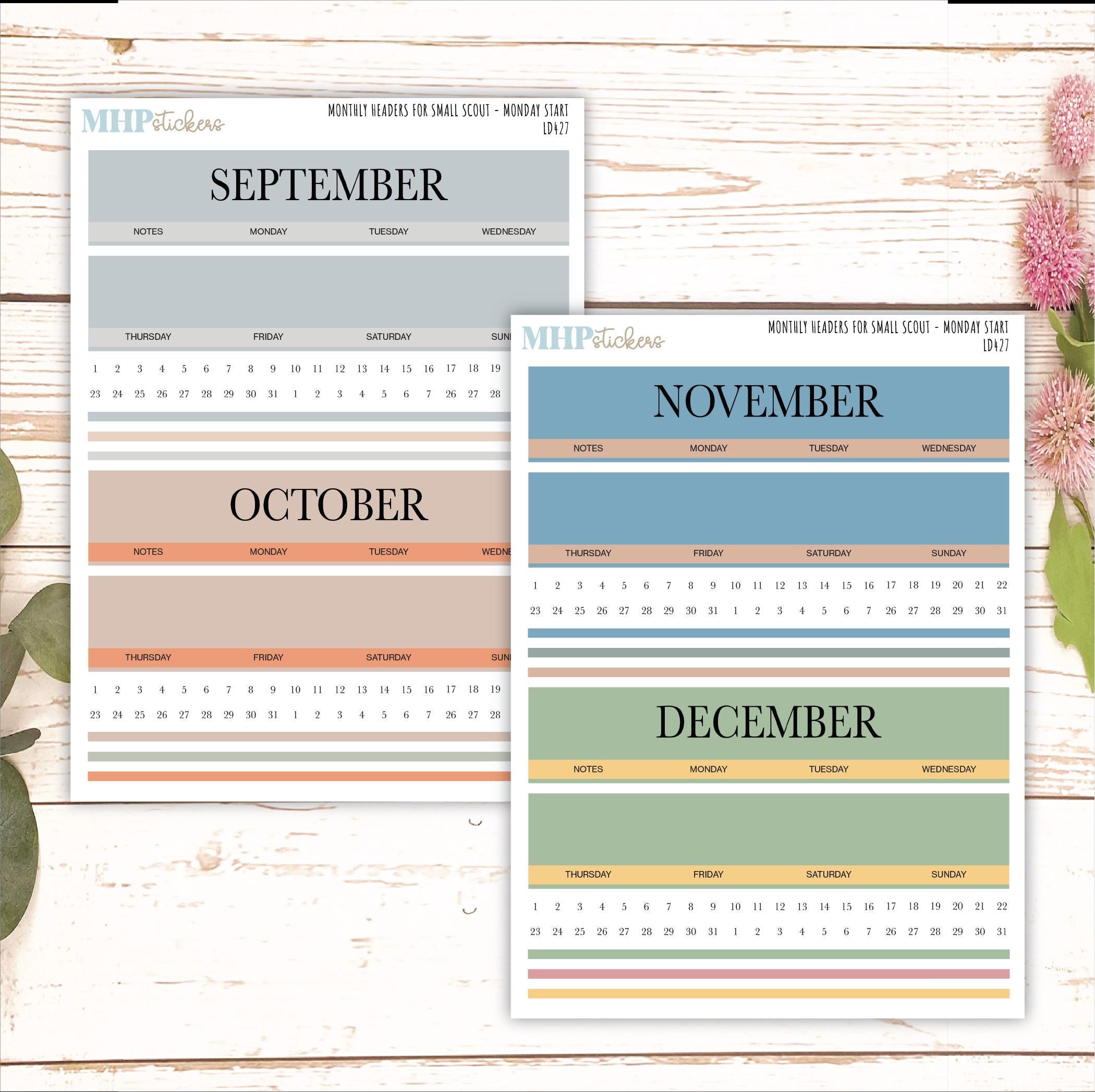 Neutral Color Monthly Headers Set for the Small Scout Laurel Denise ...