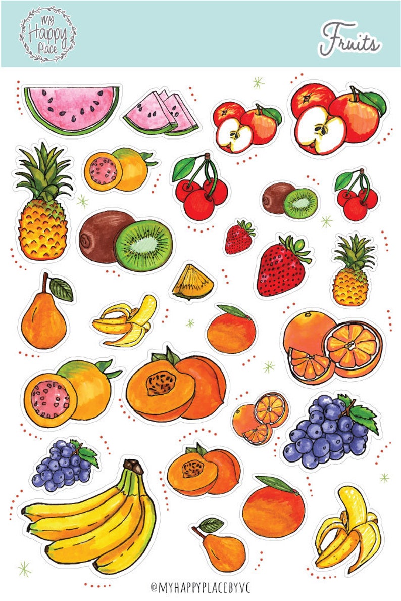 Fruits Stickers Sheet. Planner Stickers, Great for Bullet Journal ...