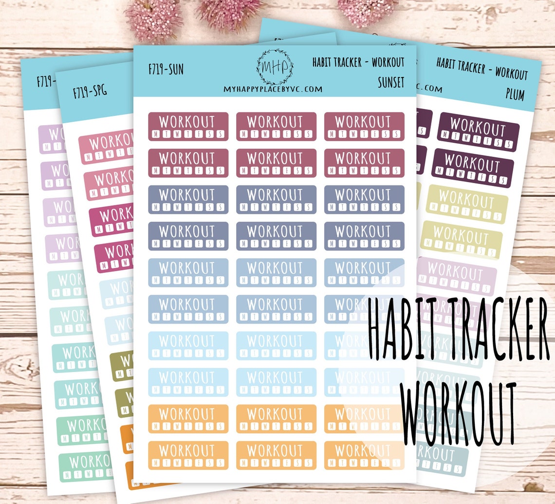 Habit Tracker Workout Planner Stickers for Bullet Journals - Etsy