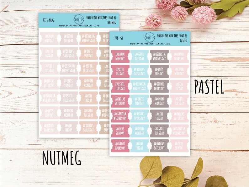 Days of the Week Tabs. Stickers for Planners. Tabs for Planners. Days ...