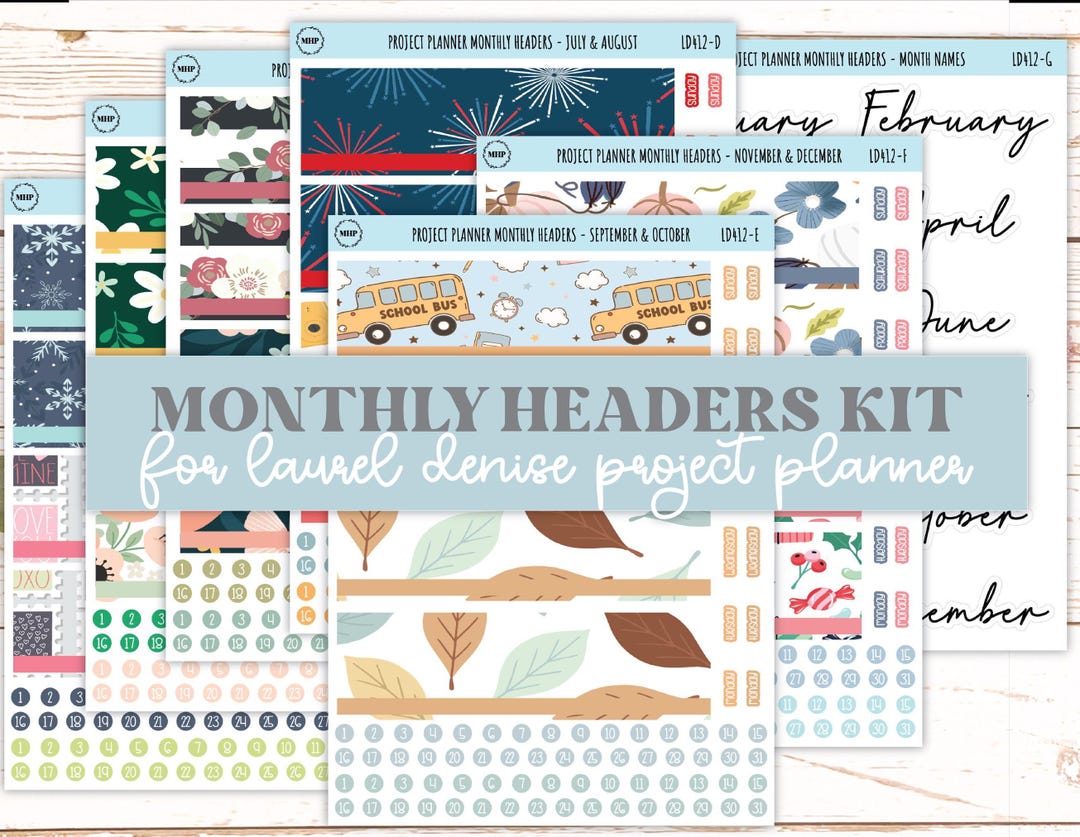 Monthly Headers Set for Laurel Denise the Rose Large Laurel Denise ...