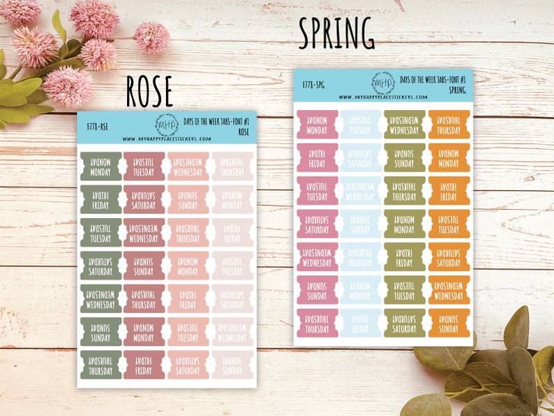Days of the Week Tabs. Stickers for Planners. Tabs for Planners. Days ...