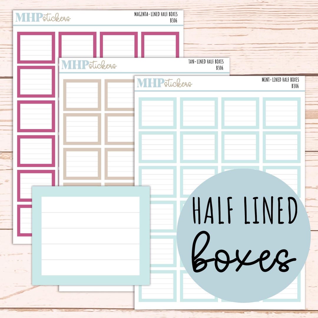 Half Lined Box Stickers for 7x9 Planners. Functional Planner Stickers ...