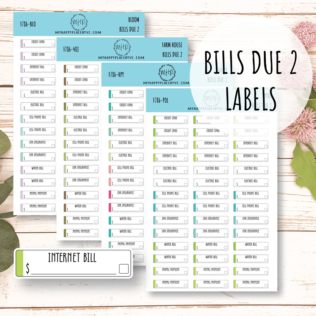 Payment Due Labels 2. Organization and Budgeting Stickers F786 - Etsy