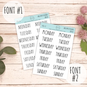 Large Days of the Week Stickers for Planners, Organizers and Bullet ...