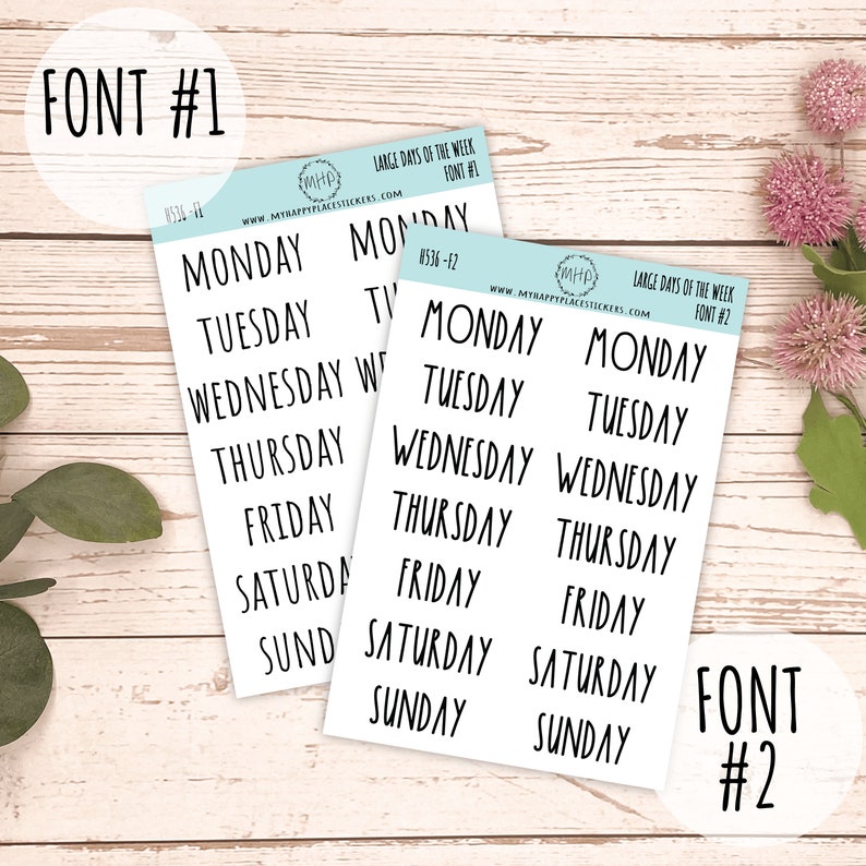 Large Days of the Week Stickers for Planners, Organizers and Bullet ...