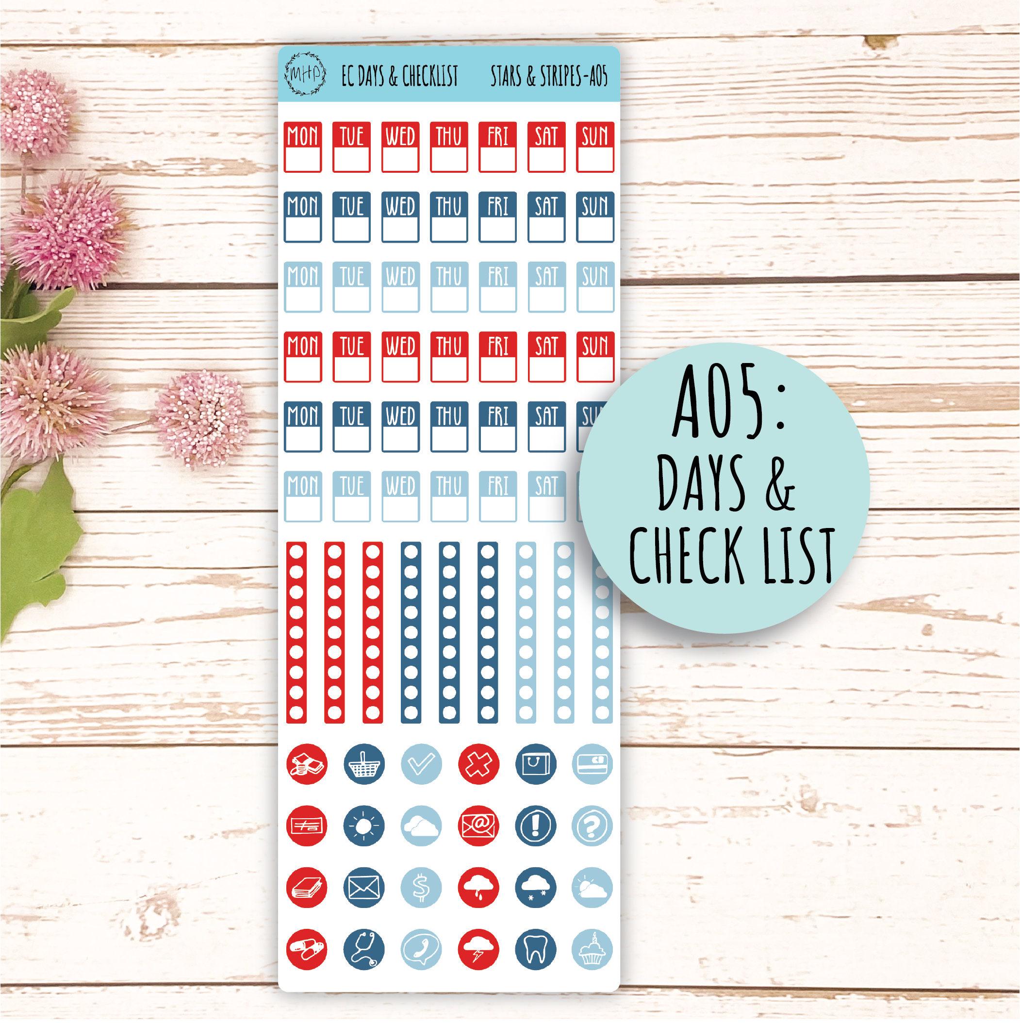 Add Ons Stickers for 7x9 Erin Condren Planners. July "stars and Stripes ...