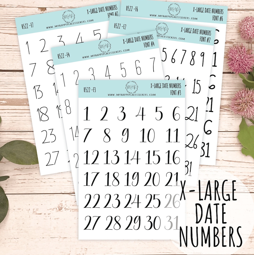 X-large Date Number Stickers for Planners, Organizers and Bullet ...