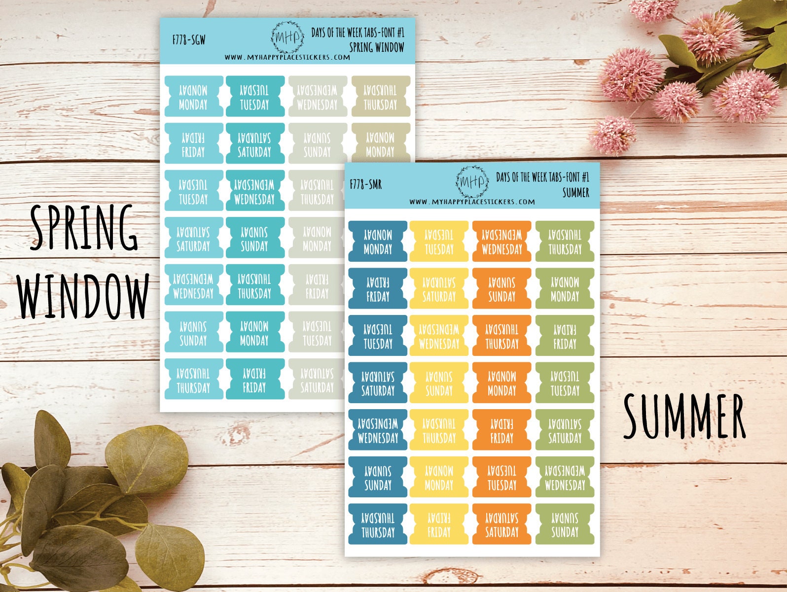 Days of the Week Tabs. Stickers for Planners. Tabs for Planners. Days ...