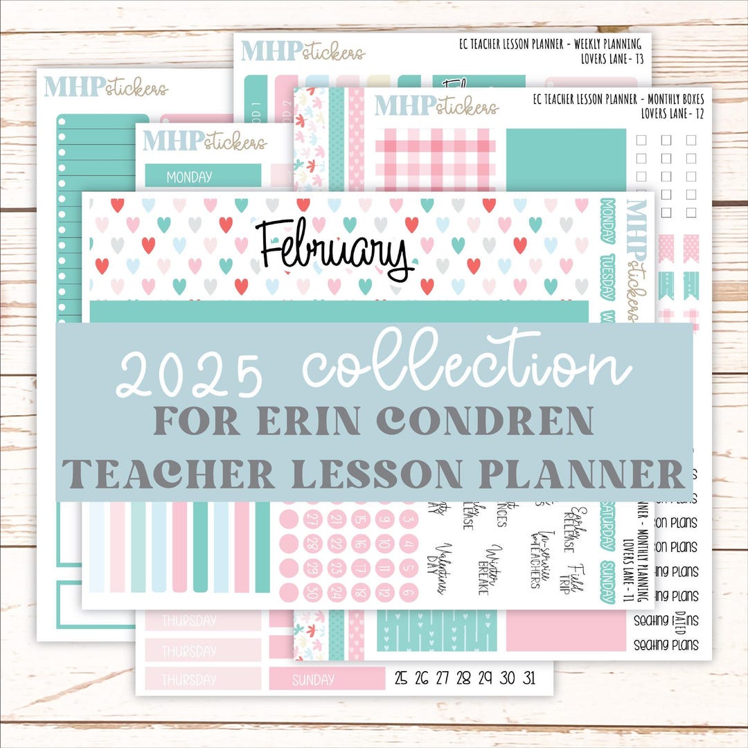 FEBRUARY Stickers for EC Teacher Lesson Planner - Vertical Layout ...