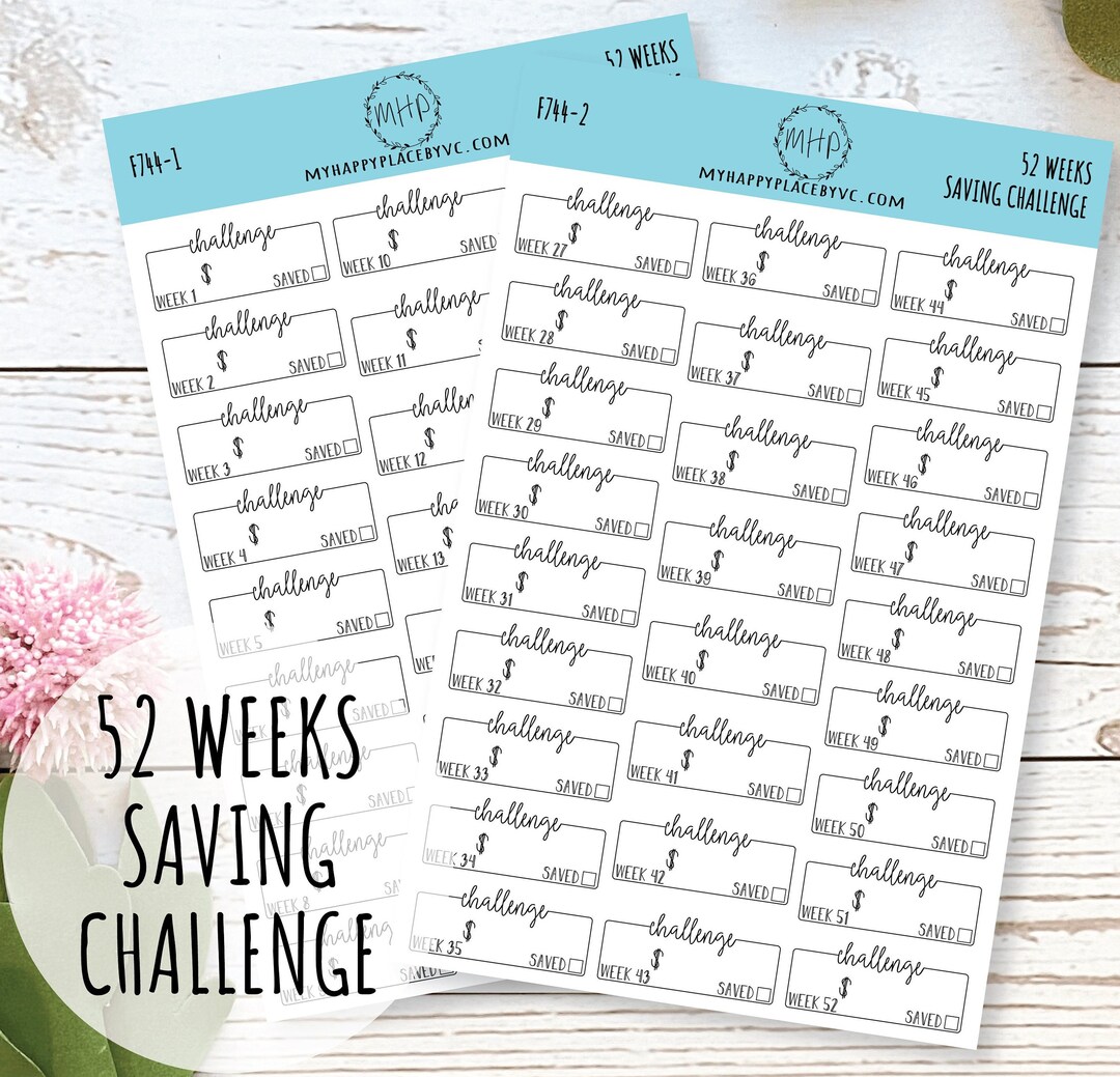52 Week Saving Challenge Stickers for Planners and Bullet Journals F744 ...