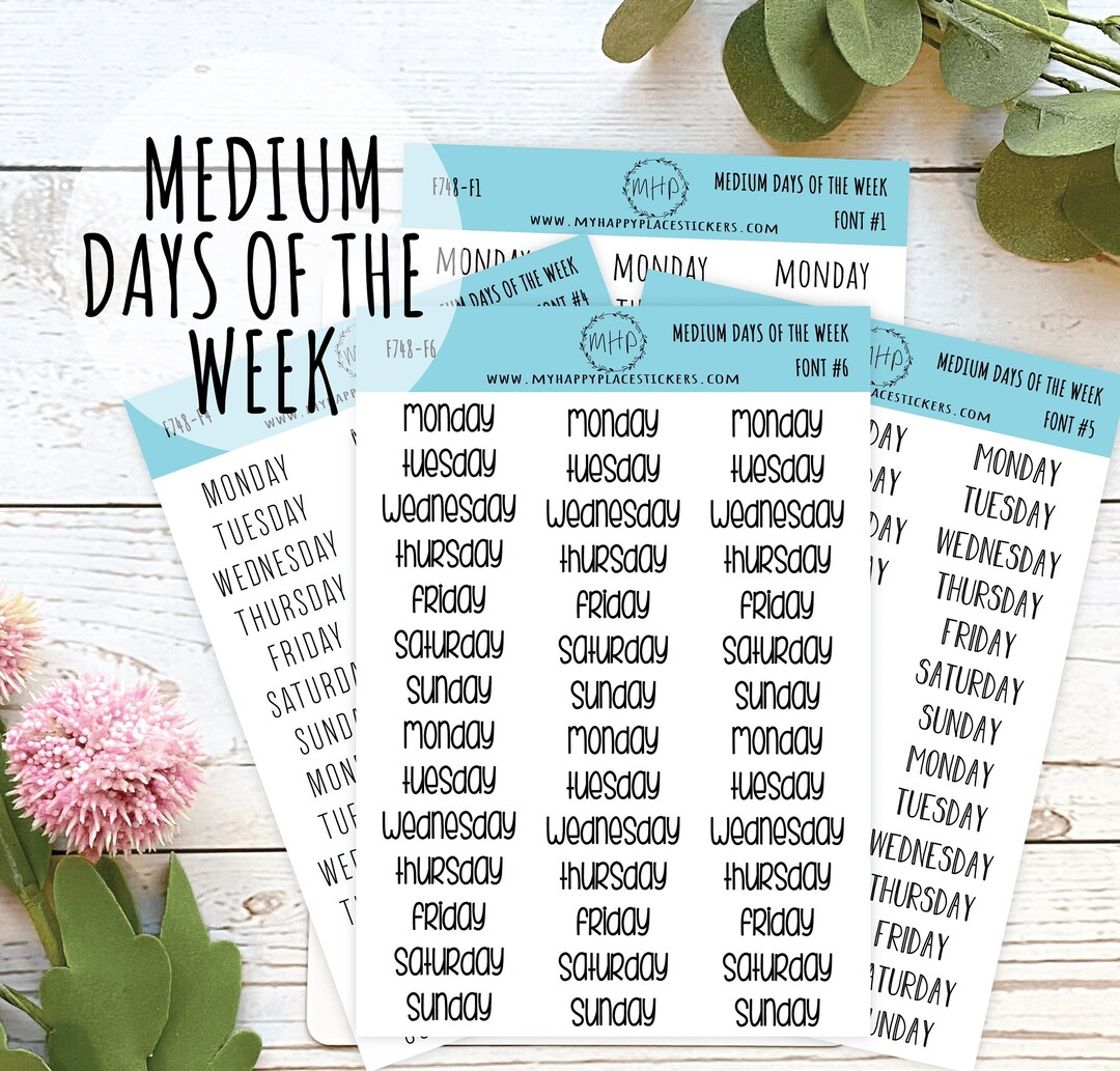 Medium Days of the Week Stickers for Planners Organizers and - Etsy