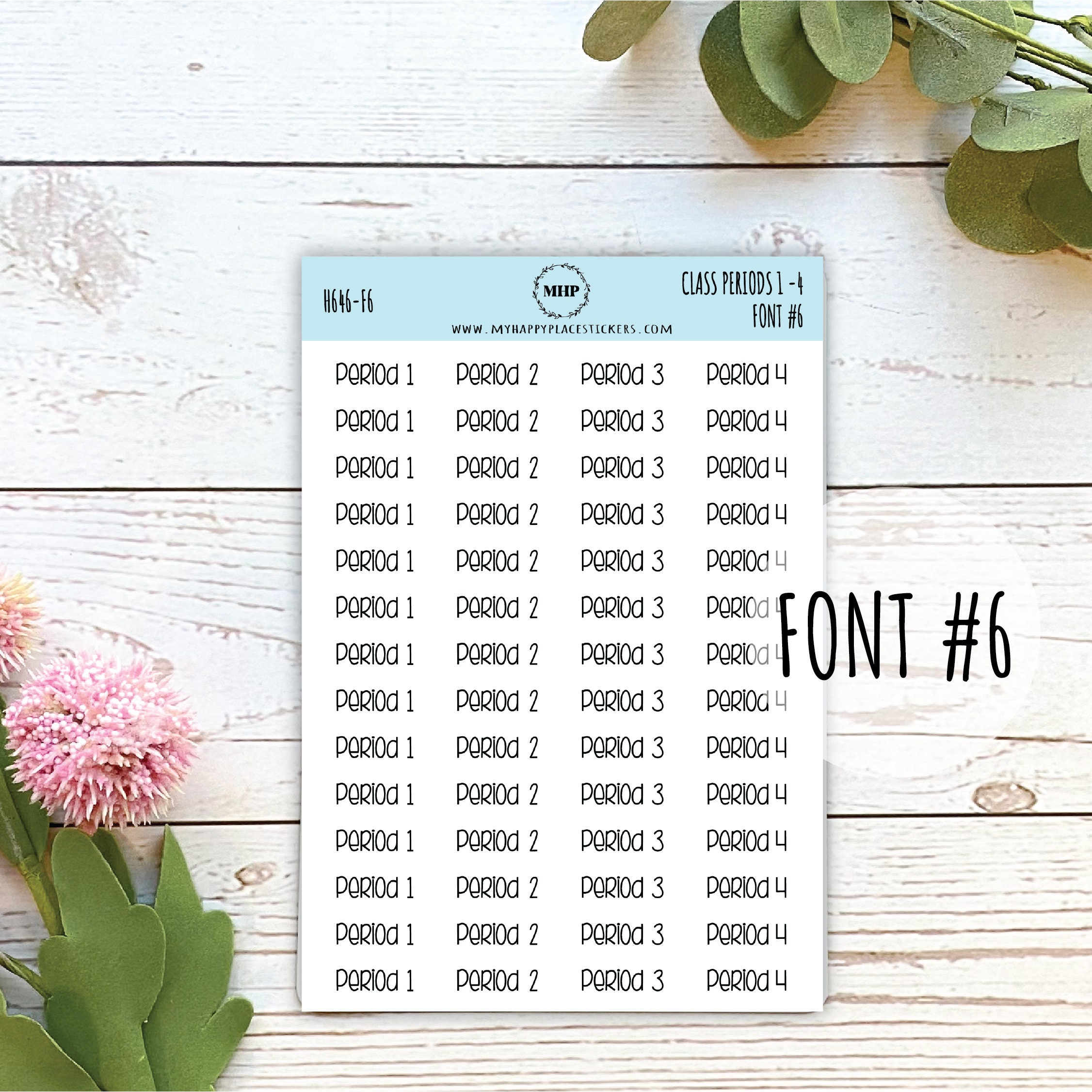 Script CLASS Periods 1-4 Sticker || H646 - Etsy