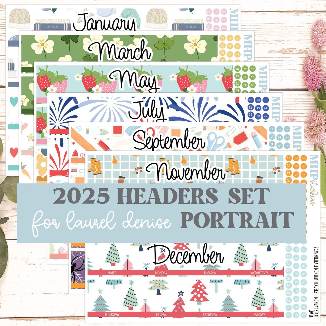 2025 Monthly Headers Set for Laurel Denise Large Scout Planner ...