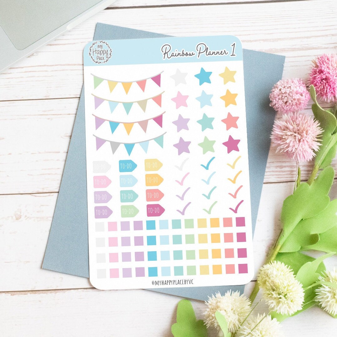 Rainbow Planner Stickers for Bullet Journals and Planners || H510-1 - Etsy
