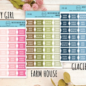 Days of the Week Tabs. Stickers for Planners. Tabs for Planners. Days ...