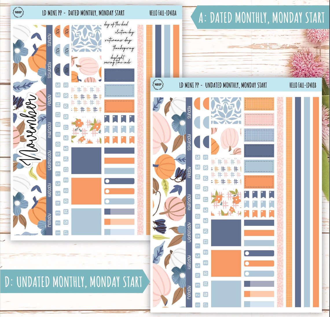 NOVEMBER Stickers for the Rose Small Laurel Denise Planner (formerly ...