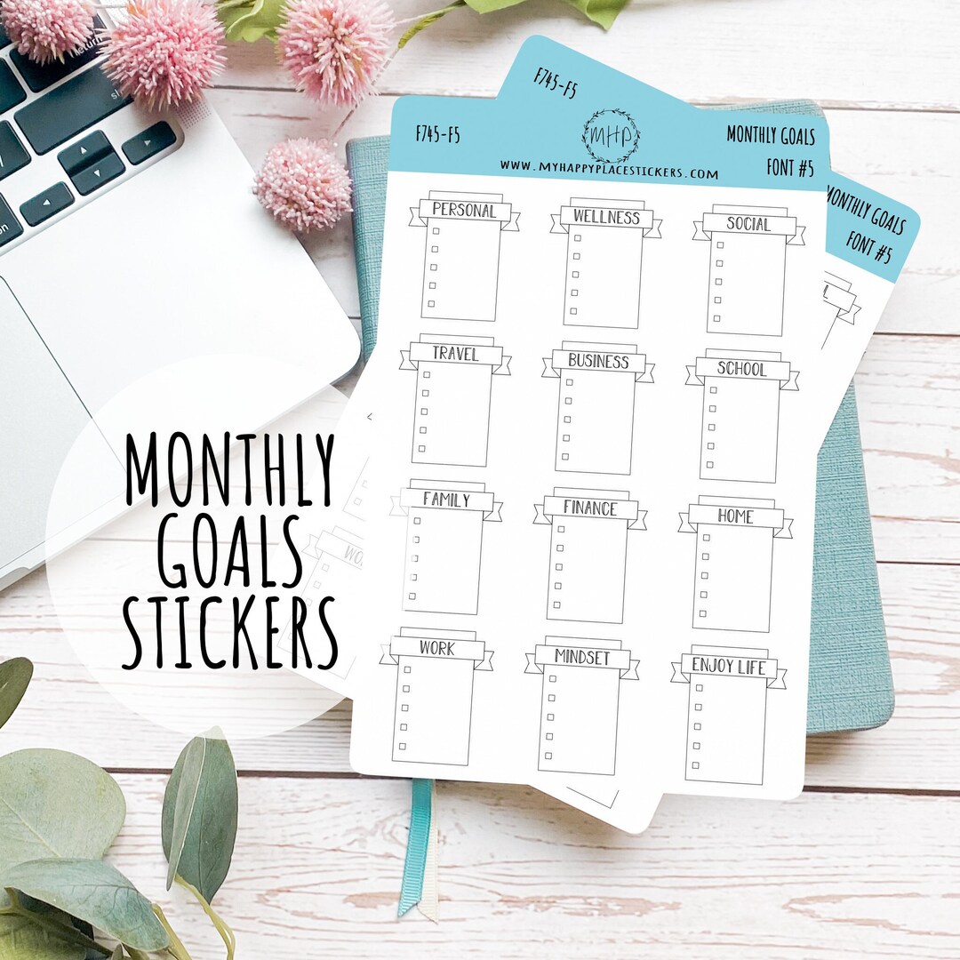 Monthly Goal Stickers for Planners and Bullet Journals || F745 - Etsy