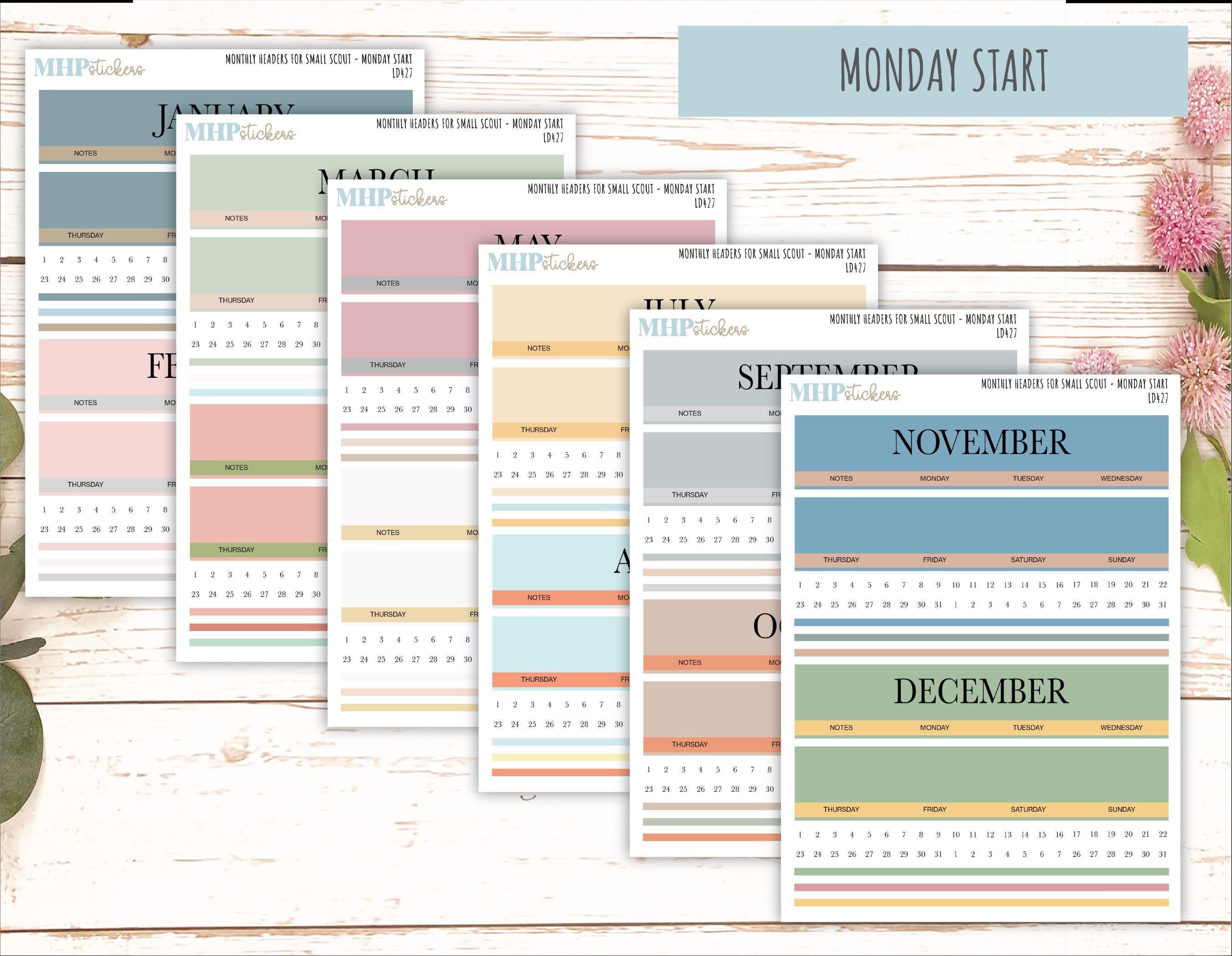 Neutral Color Monthly Headers Set for the Small Scout Laurel Denise ...
