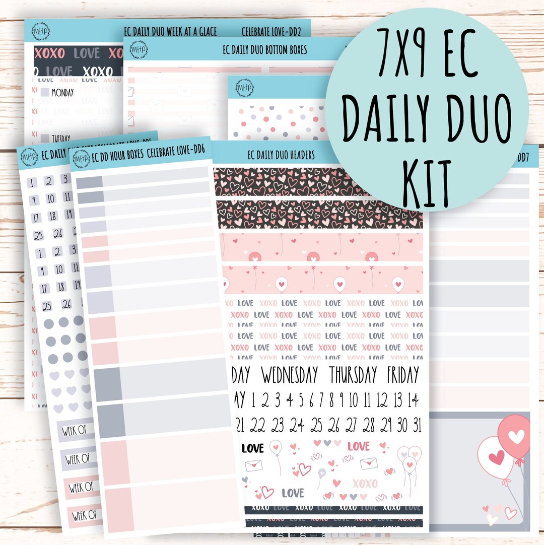 Daily Duo Stickers for 7x9 Planners. FEBRUARY - Valentine's Day ...