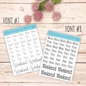 Abbreviated Days of the Week Stickers for College Planner. Stickers for ...