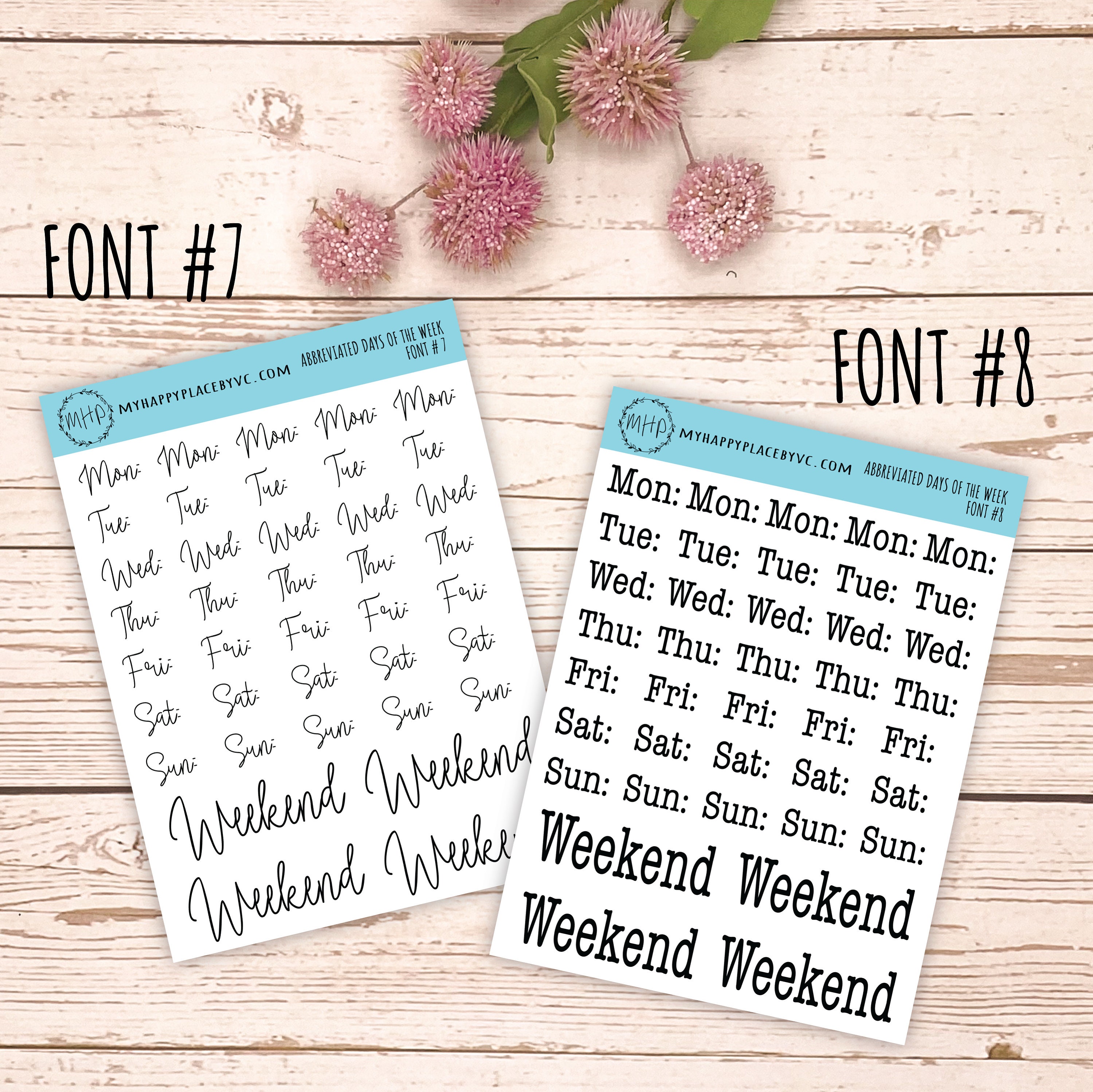 Abbreviated Days of the Week Stickers for College Planner. Stickers for ...