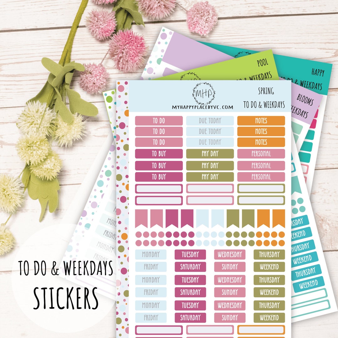 To Do & Days of the Week Planner Stickers. Sticker for College Planner ...