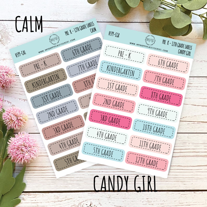 Pre-k to 12th Grade Labels || H599 - Etsy