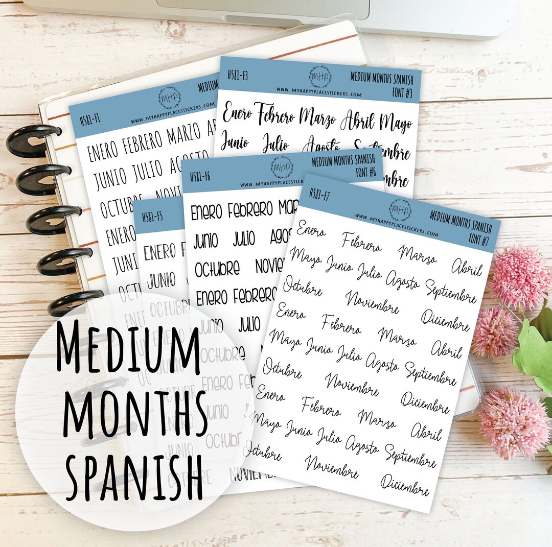 Medium SPANISH Month Stickers for Bullet Journals and Planners. H581 - Etsy
