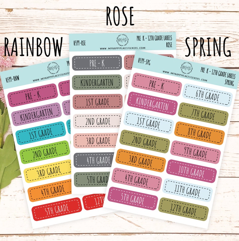 Pre-k to 12th Grade Labels || H599 - Etsy
