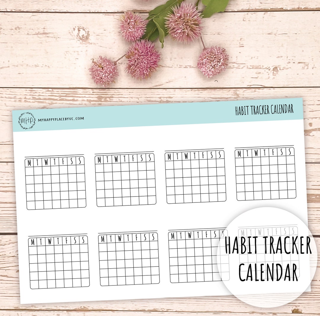 Habit Tracker Calendars Stickers. Planner Stickers for College Planner ...