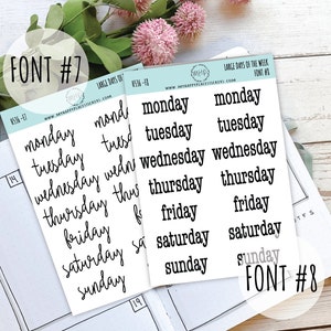 Large Days of the Week Stickers for Planners, Organizers and Bullet ...