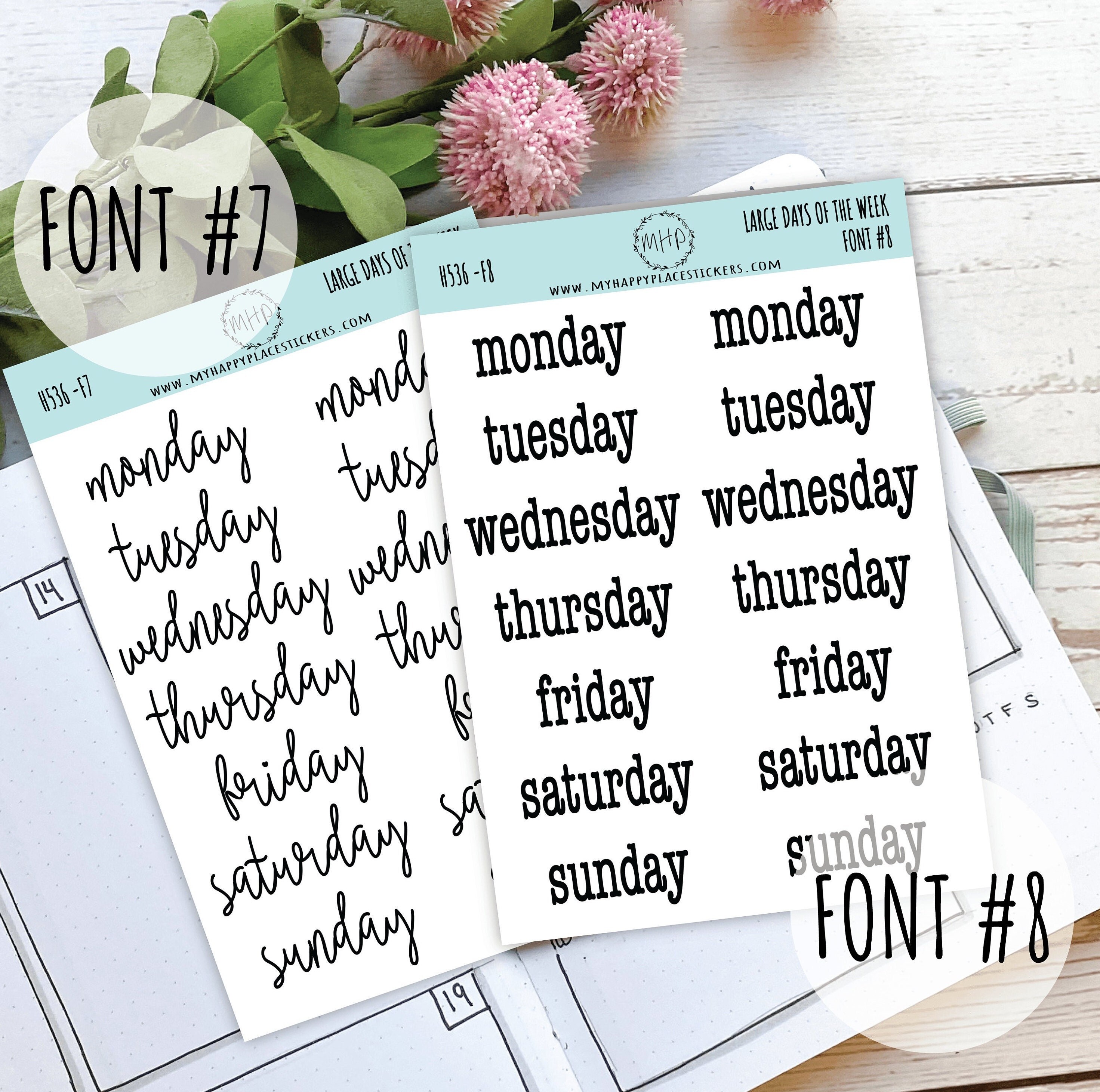 Large Days of the Week Stickers for Planners, Organizers and Bullet ...