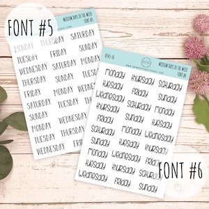 Medium Days of the Week Stickers for Planners, Organizers and Bullet ...