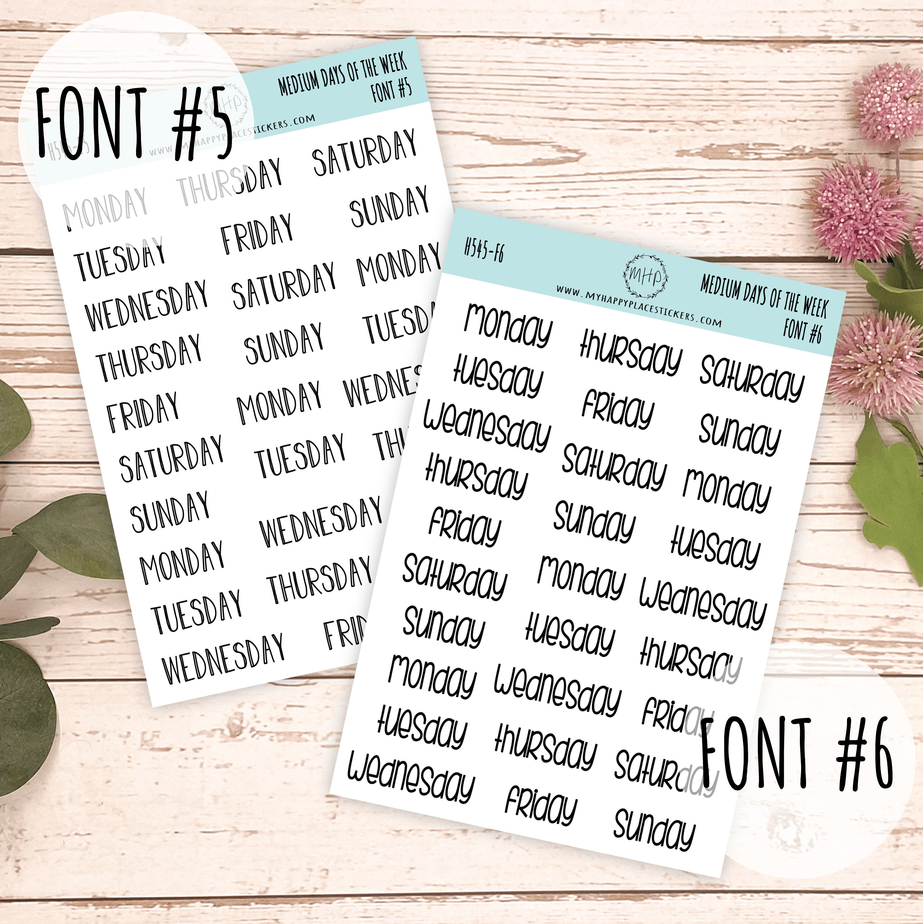 Medium Days of the Week Stickers for Planners, Organizers and Bullet ...