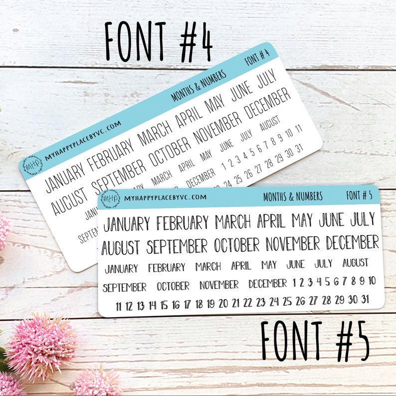 Months and Number Stickers for Planners, Organizers and Bullet Journals ...