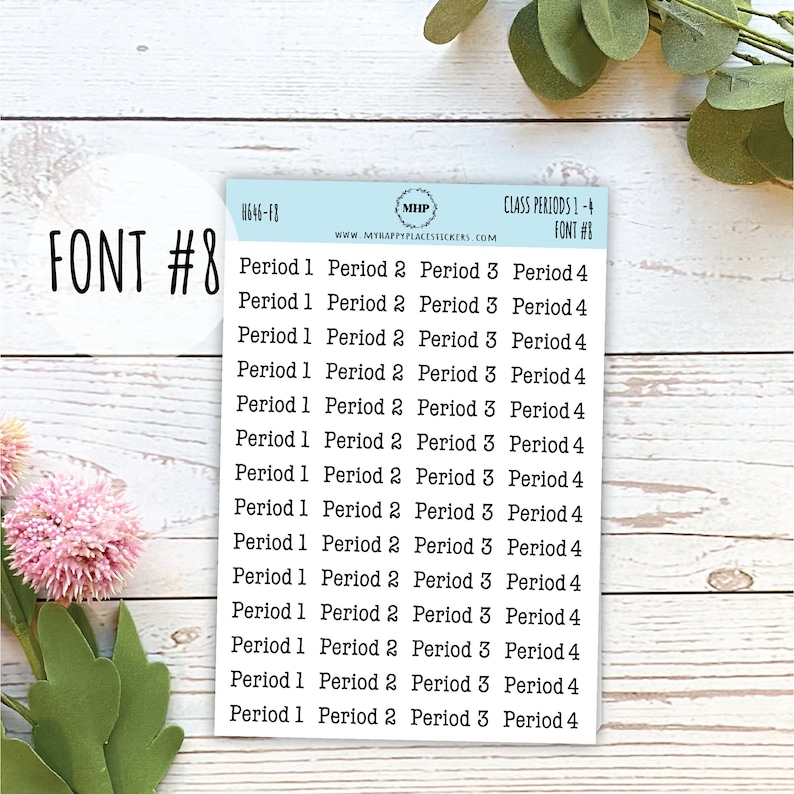 Script CLASS Periods 1-4 Sticker || H646 - Etsy